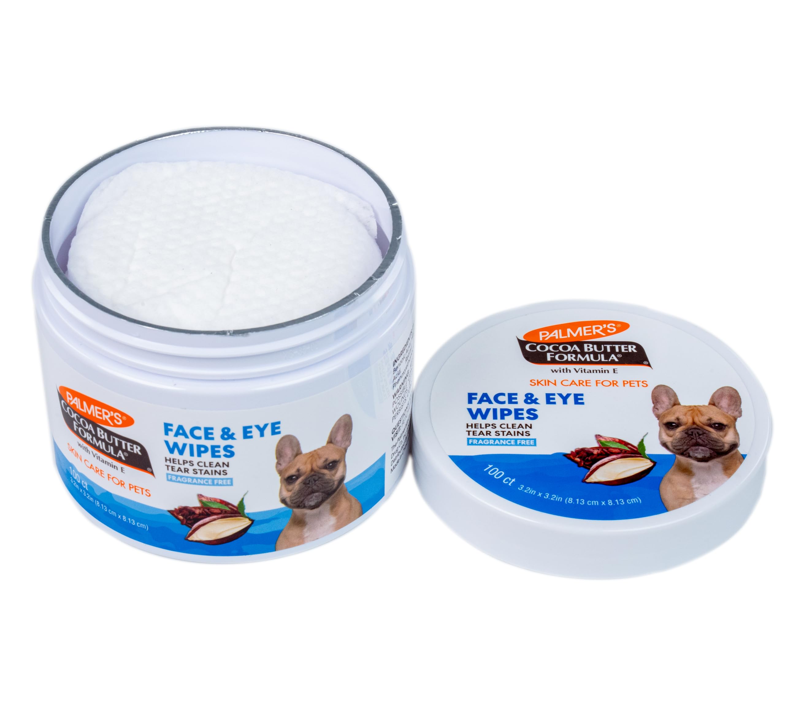 Palmer's for Pets Palmer's for Pets Facial Cleansing Pads with Cocoa Butter 100ct; Small Face Wipes for Dogs with Vitamin E and Cocoa Butter, Dog Eye Cleaning Wipes