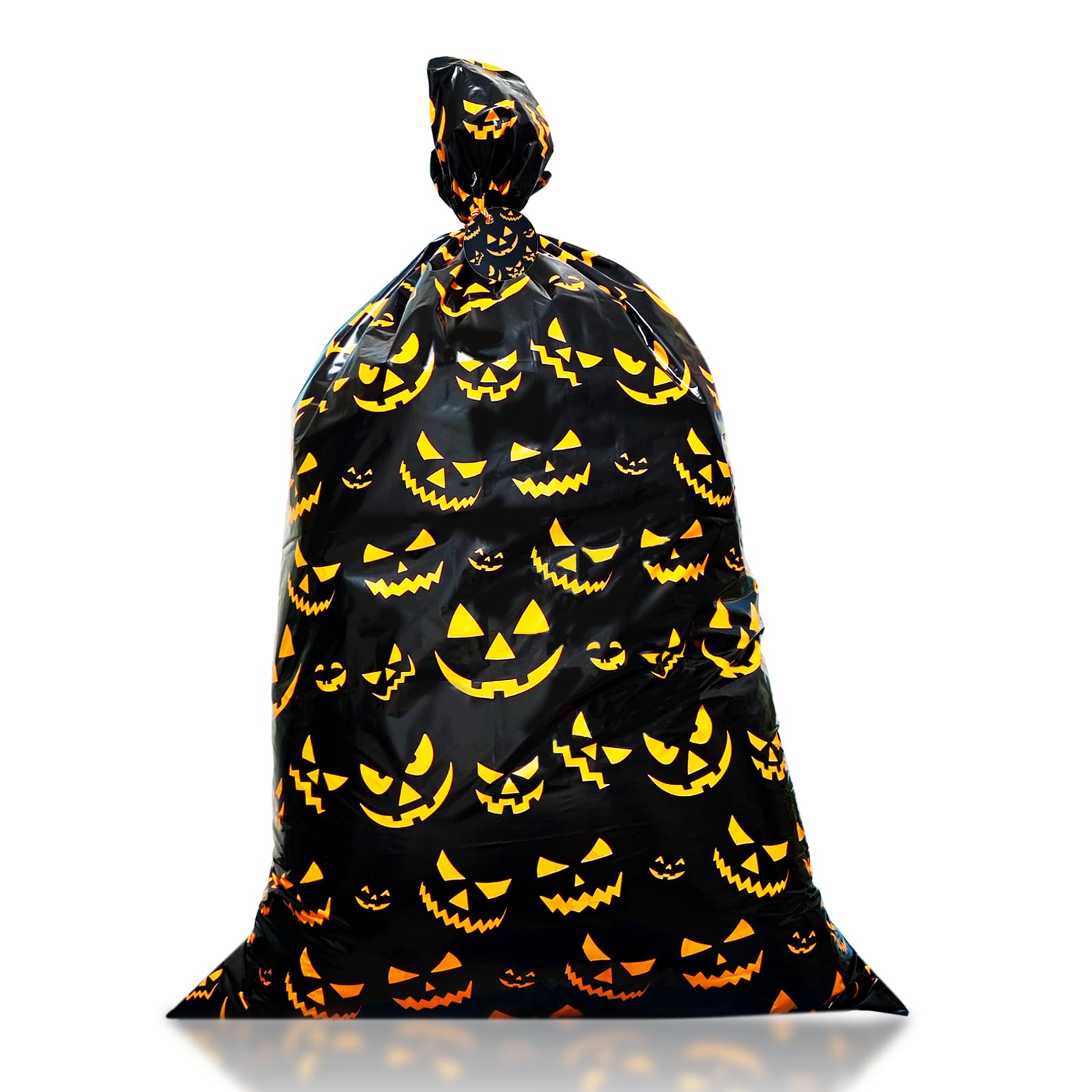 Halloween Extra Large Gift Bags Jumbo - Spooky Gift Bag for Big Presents - Black and Orange Giant Gift Bags Plastic - Jack-o-Lantern Lawn Leaf Garbage Trash Bags Huge - Over Size, 36 x 56 inches (1 pcs)