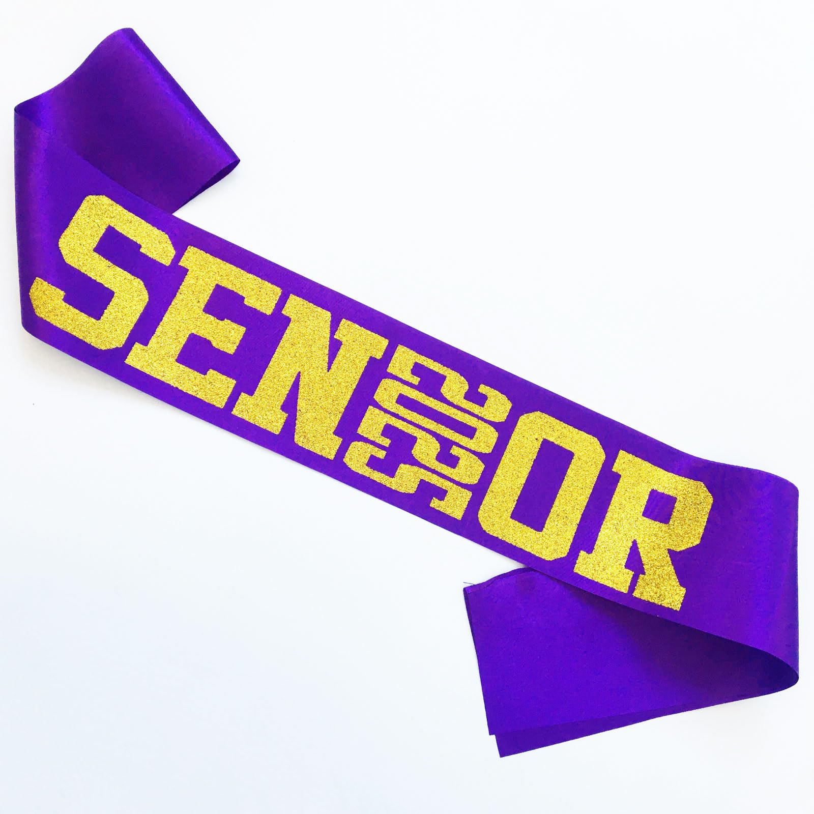 Senior Sash 2025 Purple,10 Pack Senior Cheer Sashes Gold Glitter Letter Class of 2025 Graduation Celebration Class Competition Sash Party Supplies