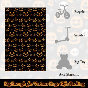 Halloween Extra Large Gift Bags Jumbo - Spooky Gift Bag for Big Presents - Black and Orange Giant Gift Bags Plastic - Jack-o-Lantern Lawn Leaf Garbage Trash Bags Huge - Over Size, 36 x 56 inches (1 pcs)