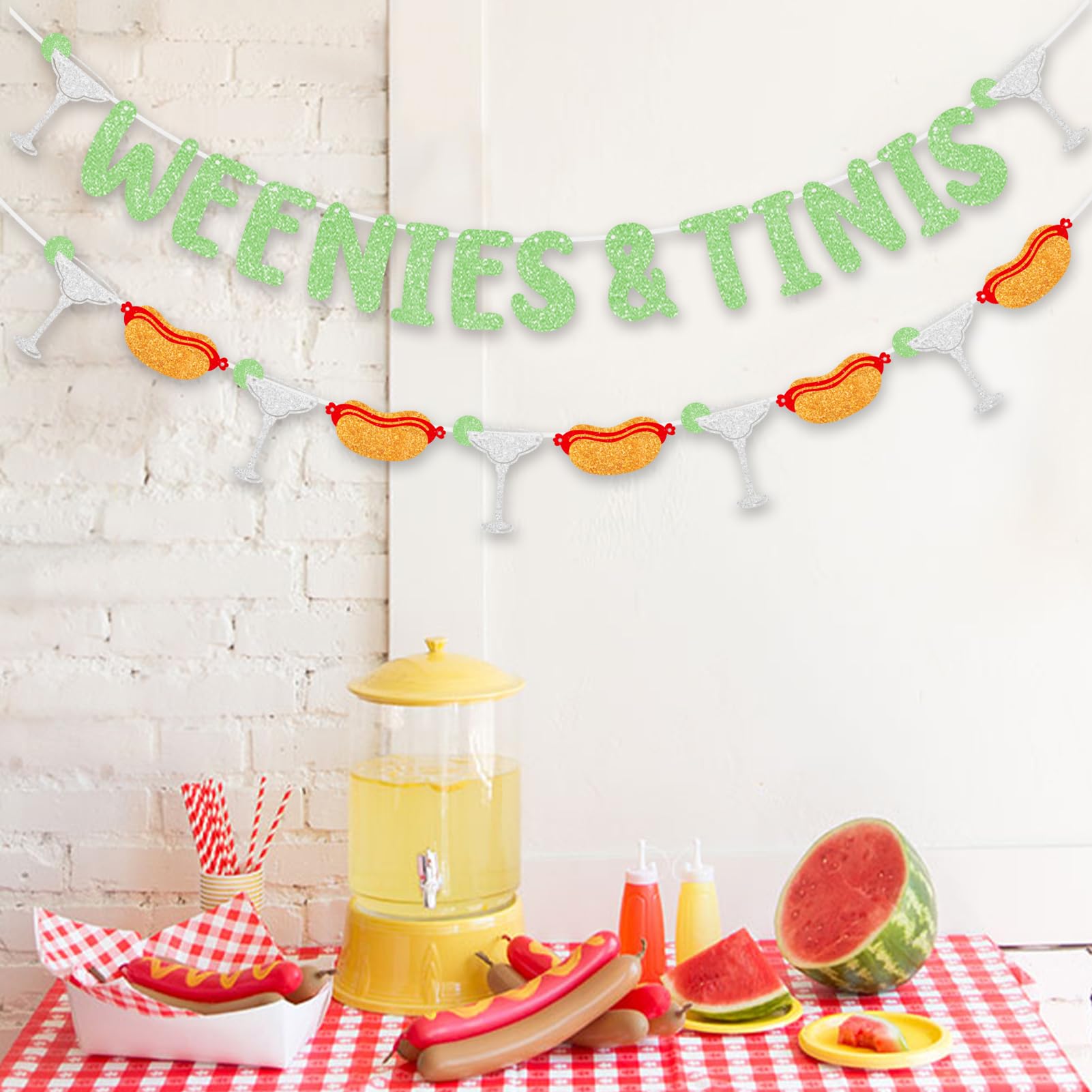 Generic Weenies & Tinis Banner, Martini Themed Party Decorations, Hot Dog Martini Bar Bachelorette Party Decorations, Margarita Birthday Decorations Supplies, Green