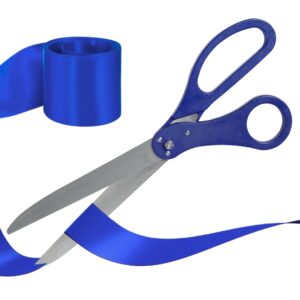 large grand opening ceremony kit – 25 inch giant scissors blue with blue ribbon for inauguration and ceremony ceremonial scissors for ribbon cutting grand opening ribbon and scissor for special event