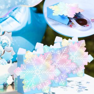 Kolldenn Christmas Iridescent Snowflake Gift Bags Holographic Frozen Goodie Bags Snowflake Party Favors Bags Winter Paper Bags with Handles for Xmas Winter Holiday Birthday(12 Pack)