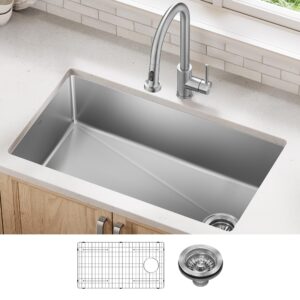 kraus fairlane 33-inch undermount single bowl 18-gauge stainless steel kitchen sink, khu640-33