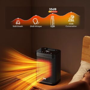 Space Heater Indoor, JRD 1500W PTC Portable Electric Heater with 80°Oscillation, Thermostat, 12h Timer, Fast Heat, Eco Mode, Remote, Small Quiet Safe Room heater Desk Heater for Office Bedroom Home