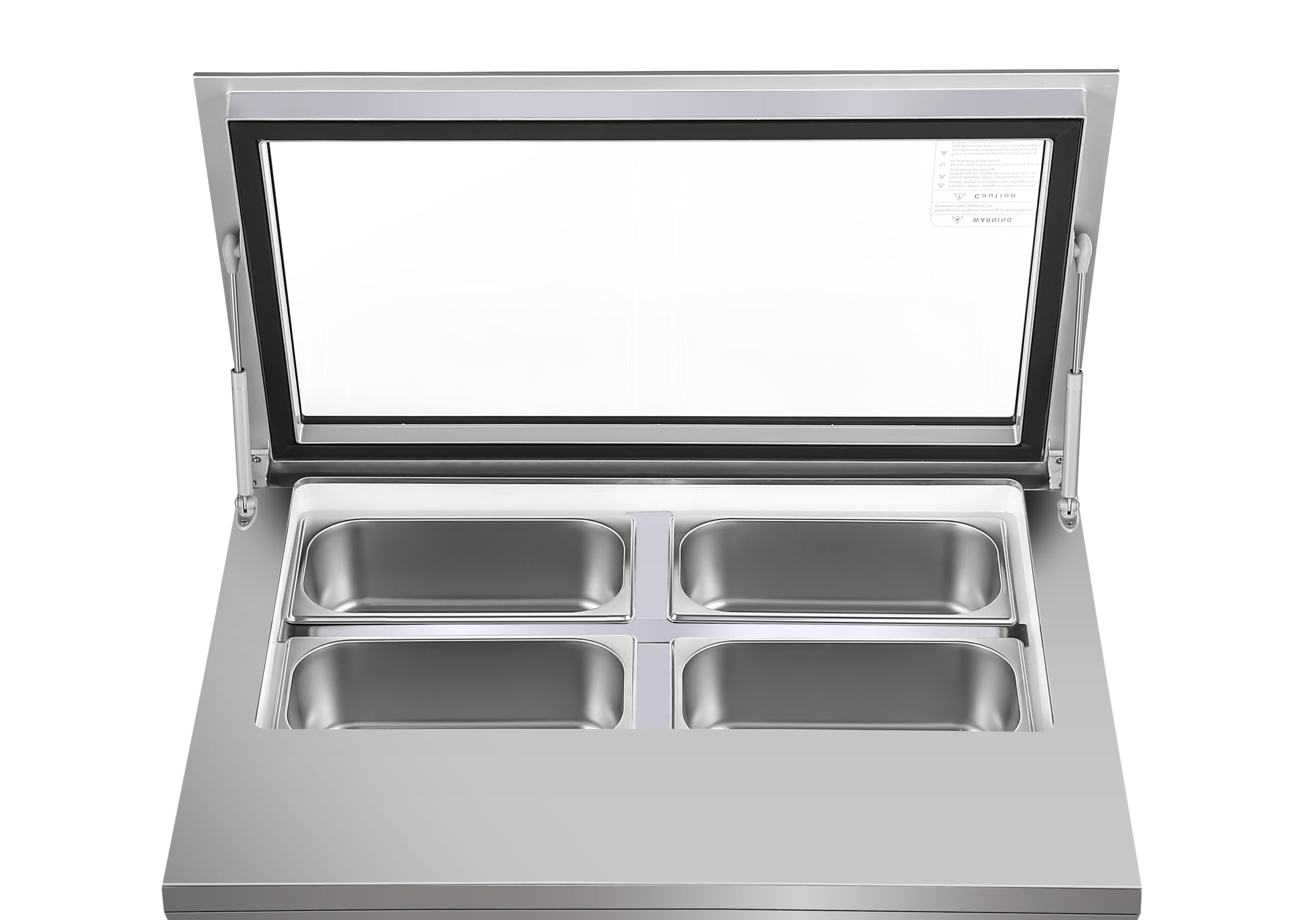 KoolMore AMZ1-GCDF-4P 31 in. Countertop Ice Cream Display case Glass Sneeze Guard in Stainless-Steel, 4 Gelato Pans