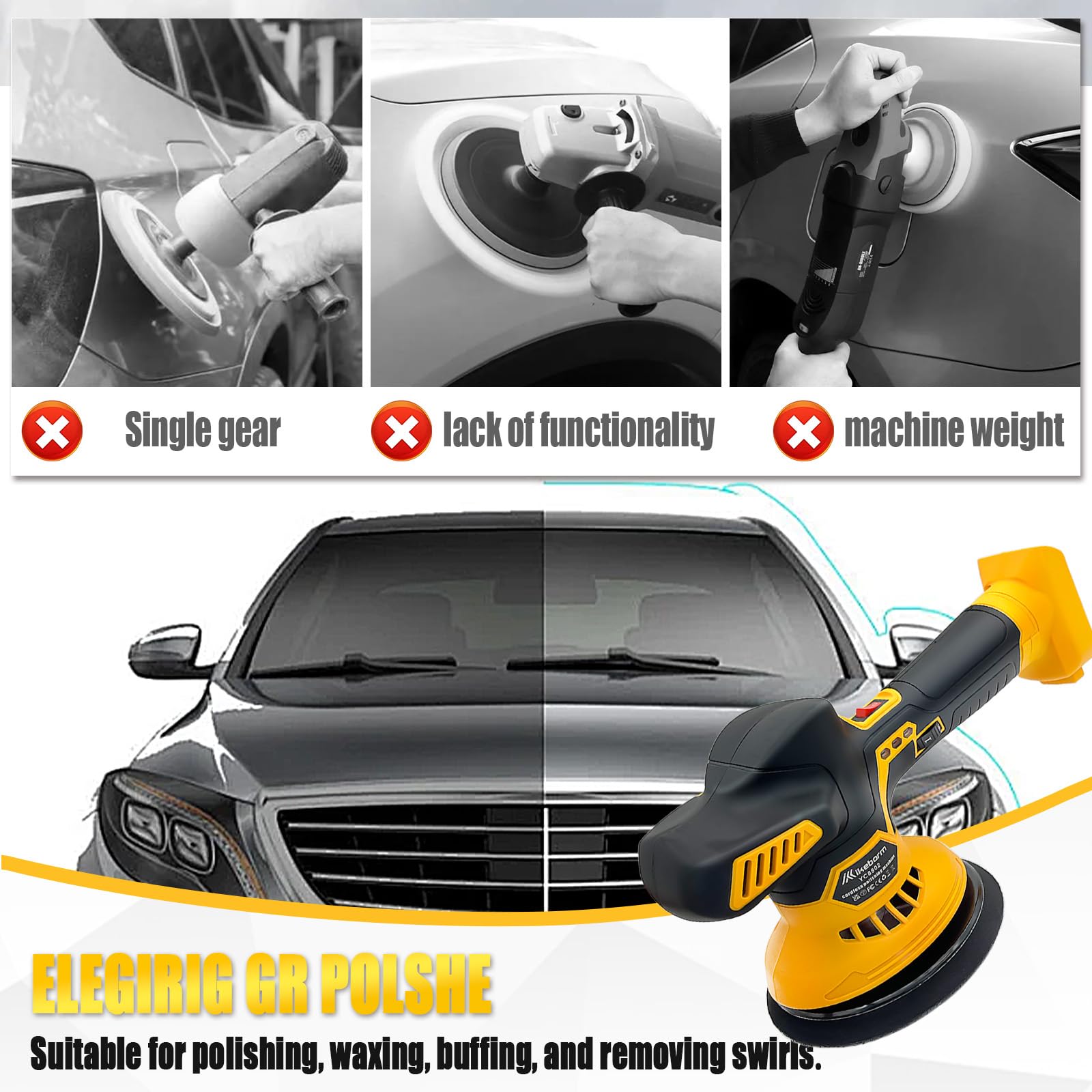 Car Buffer Polisher for Dewalt 20V Battery, Orbital Polisher with 6 Variable Speed, Power Polisher Replace DCM849B for Car Detailing/Polishing/Waxing(Battery Not Included)