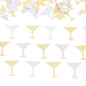 Glitter Wine Glass Table Confetti - Cocktail Party Confetti, Funny Birthday Party Paper Scatters, Wedding Festival/Bridal Shower Party Table Decoration (Wine Glass Confetti)