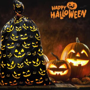 Halloween Extra Large Gift Bags Jumbo - Spooky Gift Bag for Big Presents - Black and Orange Giant Gift Bags Plastic - Jack-o-Lantern Lawn Leaf Garbage Trash Bags Huge - Over Size, 36 x 56 inches (1 pcs)