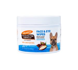 palmer's for pets palmer's for pets facial cleansing pads with cocoa butter 100ct; small face wipes for dogs with vitamin e and cocoa butter, dog eye cleaning wipes