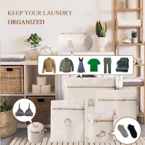 6 PCS Mesh Laundry Bags Set for Delicates, Durable Zipper Machine Washable Laundry Storage Bags Travel Storage Organize Bag for Undergarments, Bra, Blouses & Sweaters, Socks