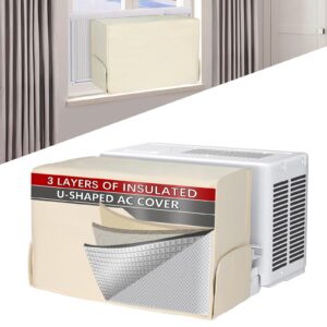 20.5"l x 14"h x 7.1"d indoor air conditioner cover for midea u-shaped window air conditioner 8000/10000/120000 btu, 3 layers insulation ac cover for midea , window air conditioner cover inside, beige