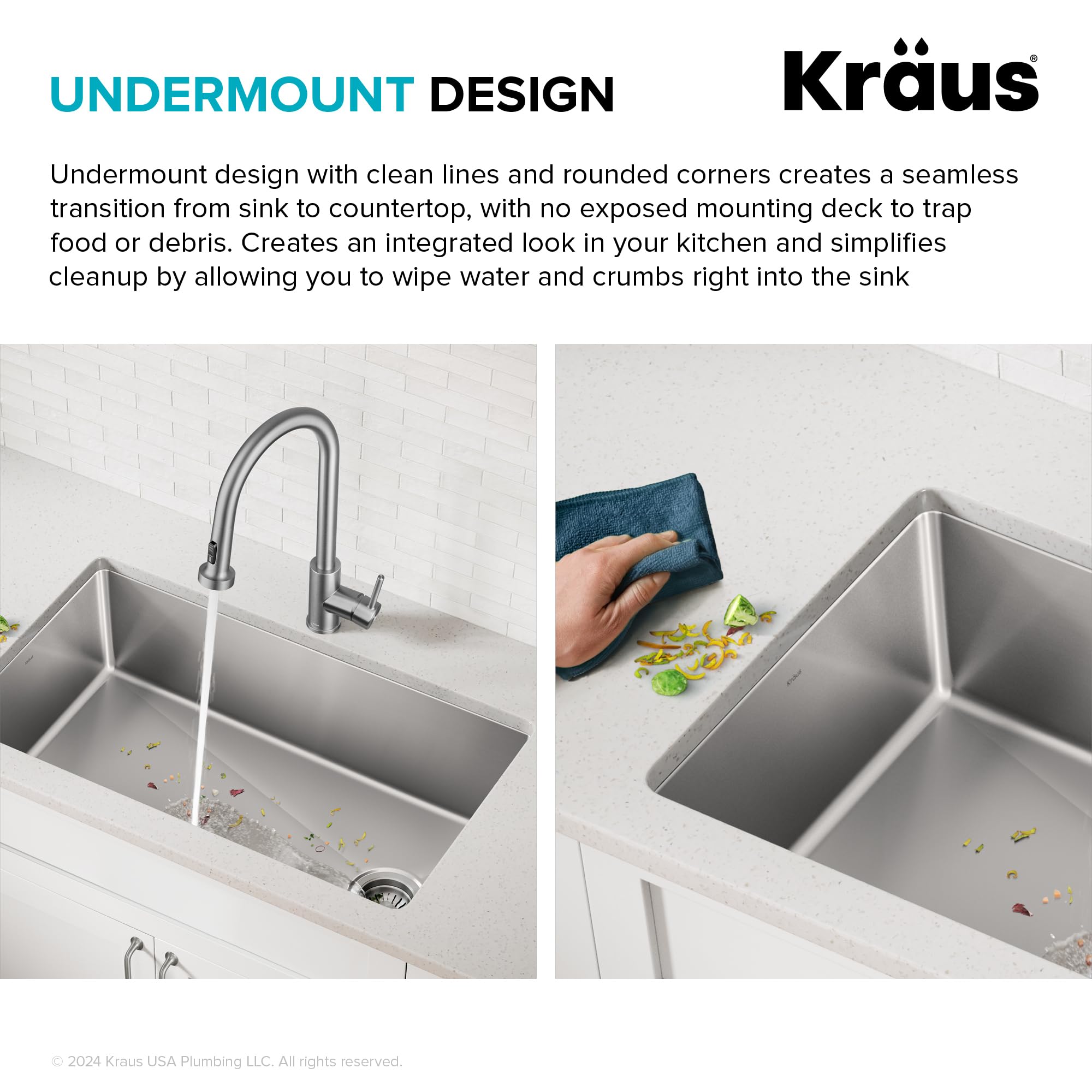 KRAUS Fairlane 33-inch Undermount Single Bowl 18-Gauge Stainless Steel Kitchen Sink, KHU640-33