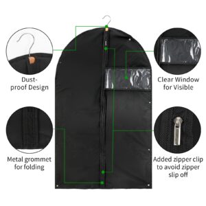 15 Pack Suit Bags Garment Bag for Men Storage 40-inch Clothes Cover with Clear Window and ID Card Holder for Suit Jacket, Skirt, Shirt and Coat