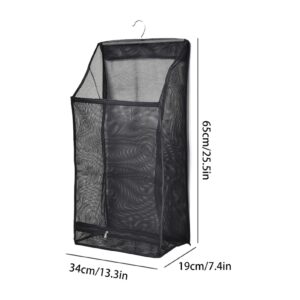 Hanging Mesh Laundry Bag, Hanging Foldable Clothes Hamper, Mesh Storage Bag Laundry Hamper, Foldable Hanging Clothes Storage Pocket, Portable Space Saver