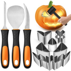 CHALEEMANG Pumpkin Carving Kit Halloween, Safe and Easy Set for Kids, Halloween Decoration Jack-O-Lanterns, DIY Stainless Steel Tools Gift Halloween