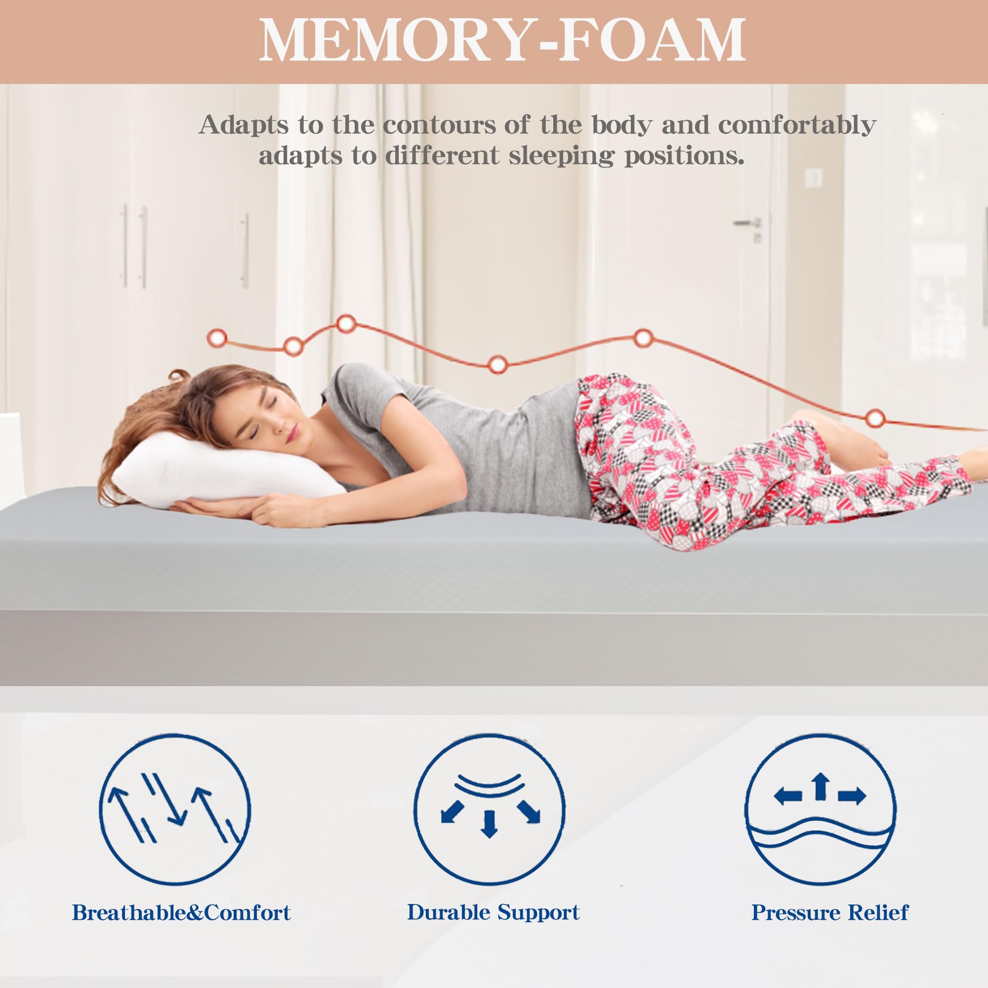 5 Inch Twin Mattress for Kids, Medium Firm Mattress, Gel Memory Foam Mattress, Cool to Sleep and Pressure Relief, Certipur-Us Certified, Memory Foam Mattress, Twin Size Mattress in a Box