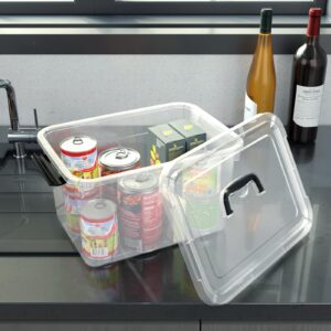 Uumitty 4-Pack 17.5 Quart Plastic Storage Bins with Lids, Stackable Storage Organizing Box with Handle, Clear