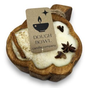 dough bowl candle co. pumpkin candle - 8"x6"x1.5" pumpkin spice candles with 35 hour burn time, wooden fall candles with 100% soy wax, 3 wick fall scented candles, fall room decor, autumn candle