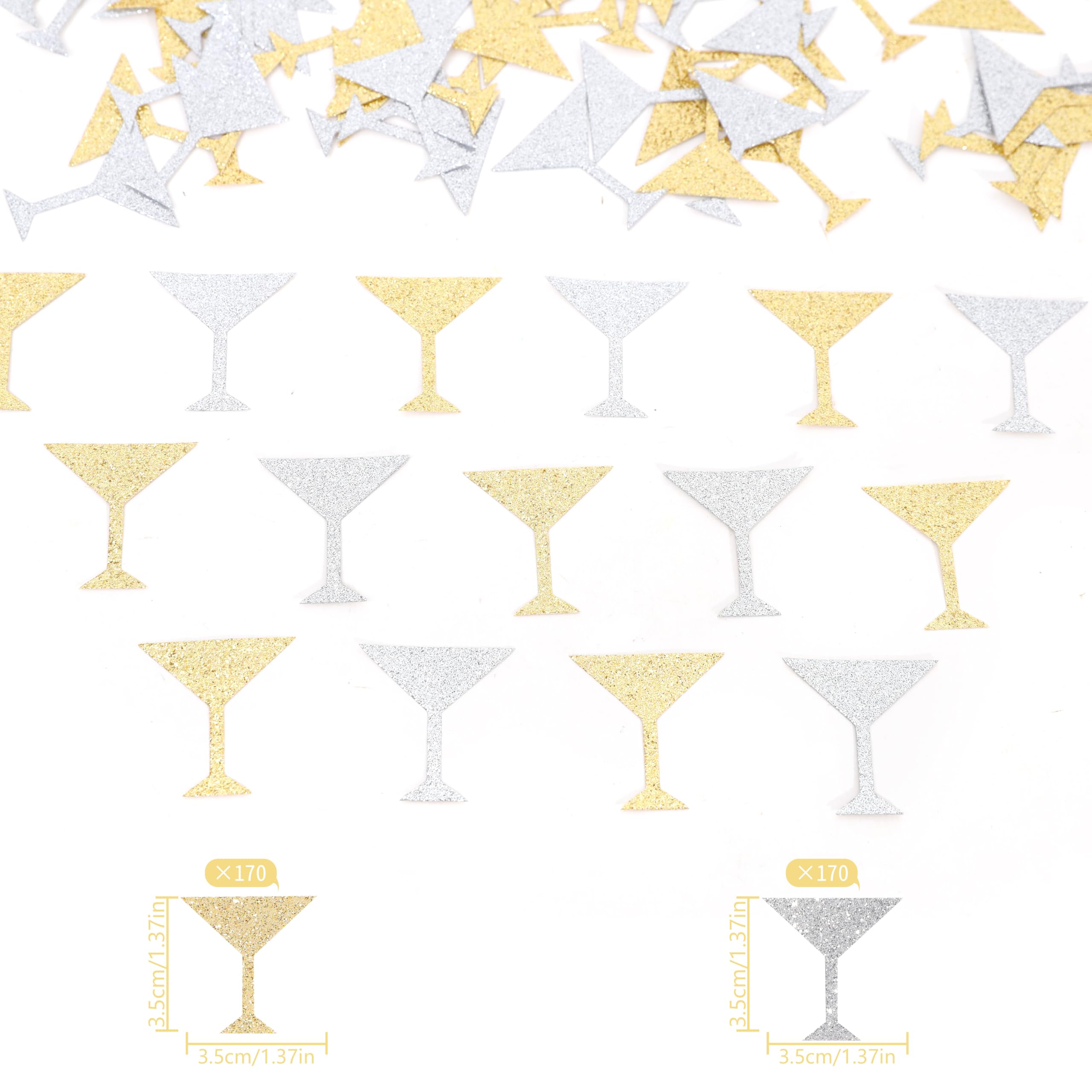 Glitter Wine Glass Table Confetti - Cocktail Party Confetti, Funny Birthday Party Paper Scatters, Wedding Festival/Bridal Shower Party Table Decoration (Wine Glass Confetti)