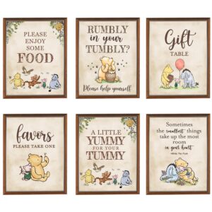 the pooh bear baby shower decorations, table sign/gender reveal/birthday party table decorations 6 pcs