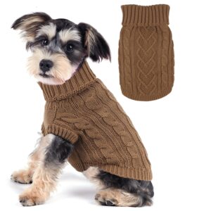 small dog sweaters dog sweaters for small dogs winter dog clothes for chihuahua warm puppy sweaters cute pet clothes turtleneck doggie outfit thanksgiving dog sweater girl male (khaki, s)