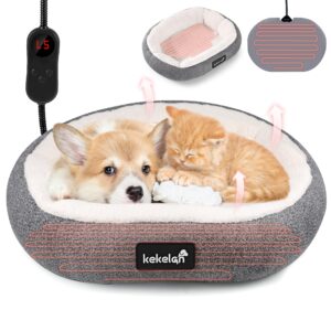 hesiwondoo heated cat bed indoor with adjustable temperature control, heated pet bed for small dogs auto shutoff soft & cozy donut design, waterproof & flame-retardant, machine-washable cover