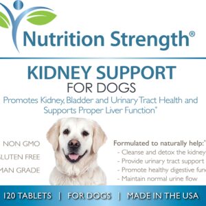 Nutrition Strength Kidney Support for Dogs - Renal, Bladder and Urinary Tract Health Supplement, Plus Immune and Digestive Support, with Organic Cranberry and Astragalus, 120 Chewable Tablets