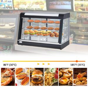 35" Food Warmer Commercial, Countertop Pizza Warmer 3-Tier with LED Lighting & Removable Shelves, Food Display Warmer for Restaurant