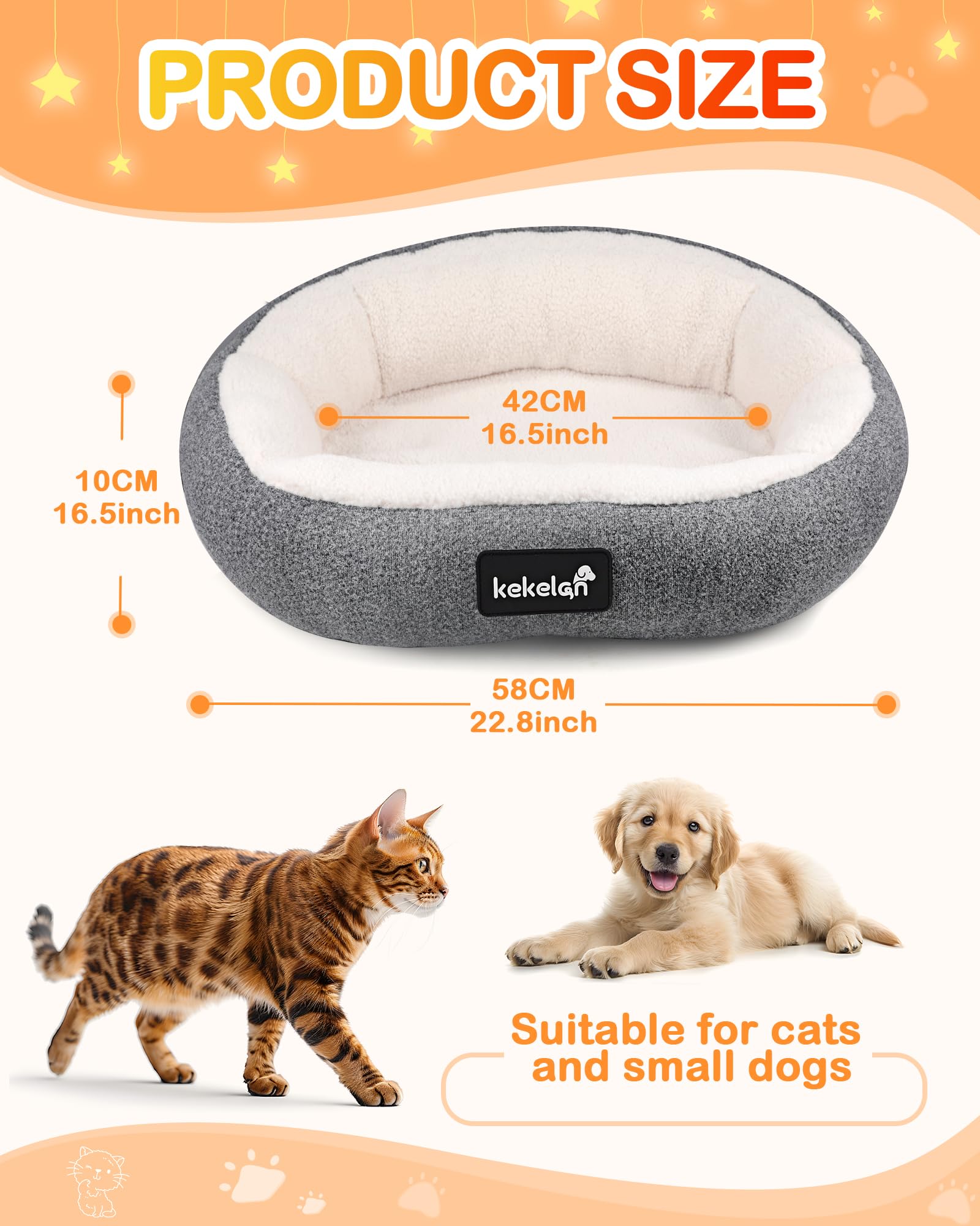 Hesiwondoo Heated Cat Bed Indoor with Adjustable Temperature Control, Heated Pet Bed for Small Dogs Auto Shutoff Soft & Cozy Donut Design, Waterproof & Flame-Retardant, Machine-Washable Cover