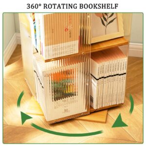 Huazzzyi Acrylic Rotating Bookshelf, 3 Tier Acrylic Book Tower 360 Rotating Bookshelf, 37IN Rotating Book Shelf Acrylic for Living Room, Study Room