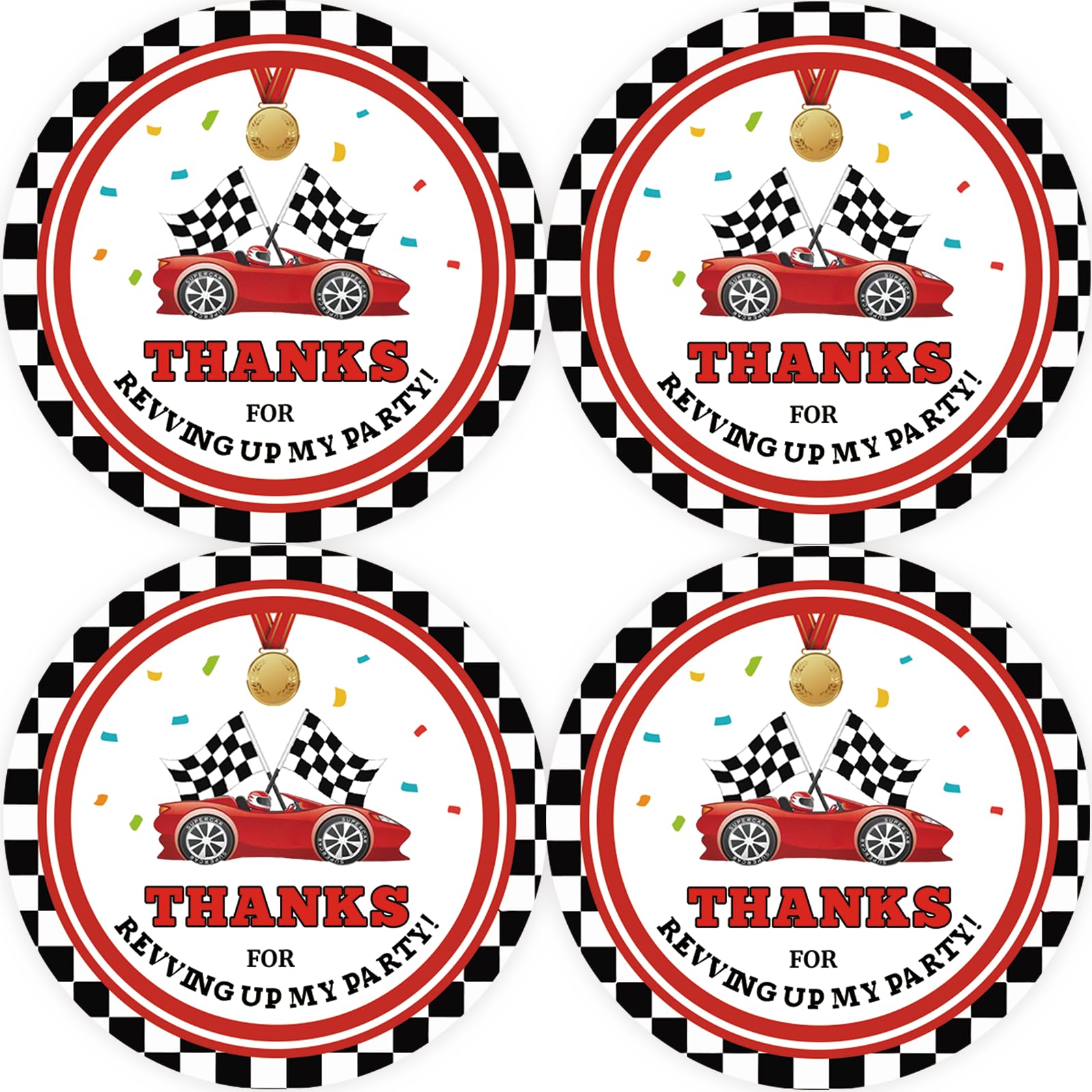 40pcs Race Car Thank You Stickers, Racing Car Thank You Birthday Stickers, Boy Birthday Stickers, Racing Thank You Stickers for Boy 1st Birthday/Gender Reveal Party Favors