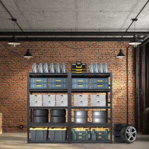 Sajanic Adjustable Garage Shelving Metal Storage Shelves Heavy Duty, 5 Tier Shelving Units and Storage, 2000LBS Boltless Shelving 16" W x 32" D x 72" H