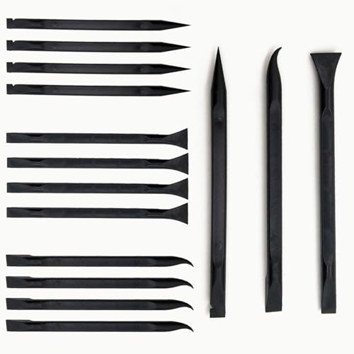 18pcs Non-Scratch Plastic Scraper Tool，Scratch Free Plastic Scraper，Carbon Fiber Plastic Scraper，Pen-Shaped Scraper，Multi-Purpose Scraper，for Tight Spaces, Kitchen, Crevices, Food, Paint (Black)