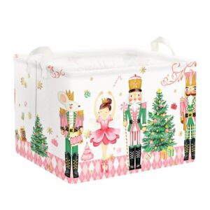 clastyle large pink nutcracker decor basket diamond plaid christmas tree gift basket soldier mouse ballet girl clothes storage cube collapsible rectangle toy book shelf basket