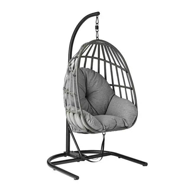 Generic VcJta Gray Hanging Egg Chair with Cushion Outdoor Garden Patio Furniture Relaxation Spot for Home, Grey, E116093319735