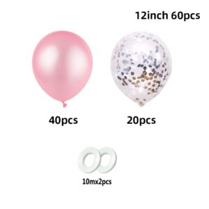 12inch Pink Balloon and Silver Confetti Balloons for Graduation Wedding Baby Shower Birthday Carnival Party Decoration