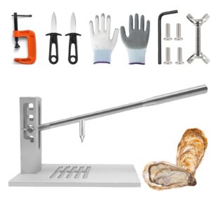 oyster shucker machine adjustable height clam oyster opener machine aluminum alloy oyster opener tool kit including 2 shucking knife, glove and g-clip,seafood tools for family hotel buffet