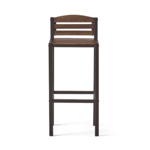 Christopher Knight Home Milos Indoor/Outdoor Acacia Wood 3 Piece Bar Set, 15.75 "W x 17.5 "D x 37.75 "H, Dark Brown + Rustic Metal