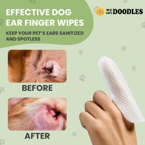 We Love Doodles Dog Ear Cleaner Finger Wipes - Cleans & Deodorizes Dog Ear Cleaner, Presoaked Dog Ear Wipes, Safe & Gentle Dog Ear Cleaning Solution - 50 PCS