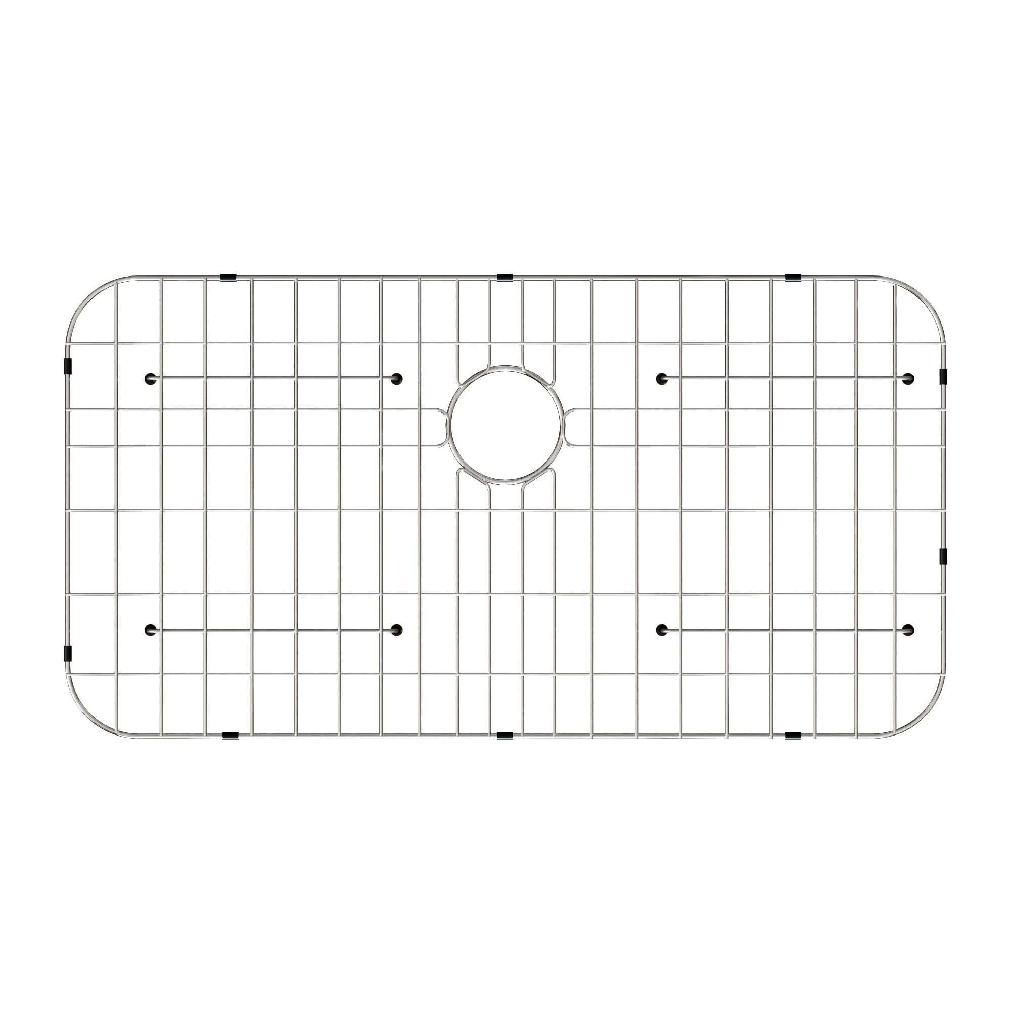 Stainless Steel Sink Grid and Protectors for Bottom of Kitchen Sink, 26" X 14 1/16" with Rear Drain for Single Sink Bowl