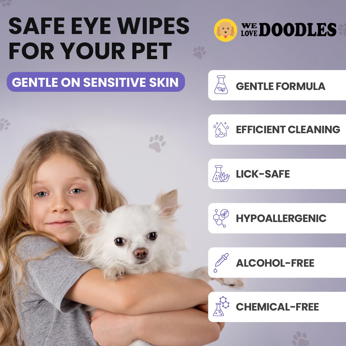 We Love Doodles Dog Eye Wipes - Gently Clean Eyes with Pre-Soaked Eye Wipes for Dogs, Effective Tear Stain Remover for Dogs, Safe Pet Eye Wipes for Crust & Eye Debris, Dog Eye Cleaner - 200 Pads