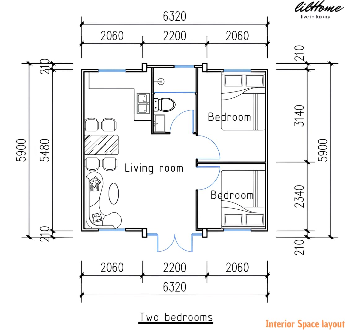 19x20FT Portable Prefabricated Tiny Home for Sale, Mobile Expandable Plastic Prefab House with 1 Full Equiped Bathroom and Kitchen,Container House for Adults Living,Foldable Home with Steel Frame