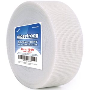 nicestrong drywall joint tape (2inch x 164ft) self stick repair mesh tape fiberglass drywall patch hole heavy duty wall repair mesh spackle tape wall crack and seam repair drywall tape