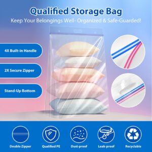 20 Gallon Jumbo Storage Bags, Pack of 3, Clear Plastic Storage Bag with Carry Handle, 24 x 32 Heavy Duty Ziplock Storage Bag Resealable Large Zipper Bag for Moving, Bedding and Travel, 4 Mil Thick