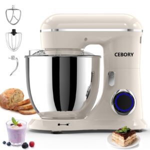 cebory 3-in-1 electric stand mixer, 6qt bowl 10-speed kitchen mixer, household food mixers include dough hook, beater and whisk, bread cake mixer for baking and most home cooks, almond cream