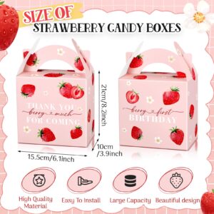 Sinload 24 Pack Strawberry Birthday Party Favor Sweet Strawberry Treat Box 6.1 x 3.9 x 8.3 in Fruit Gift Candy Box Strawberry Theme Goodie Present Box for Sweet One Birthday Baby Shower Decor Supplies