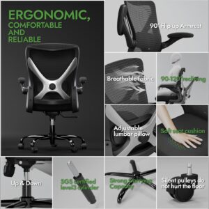 Ergalithic Ergonomic Office Chair - X-Shaped Computer Desk Chair Comfy, Gaming Chair, Office Chair with Lumbar Support, Mesh Office Chairs, Desk Chair for Long Hours (Black Silver)