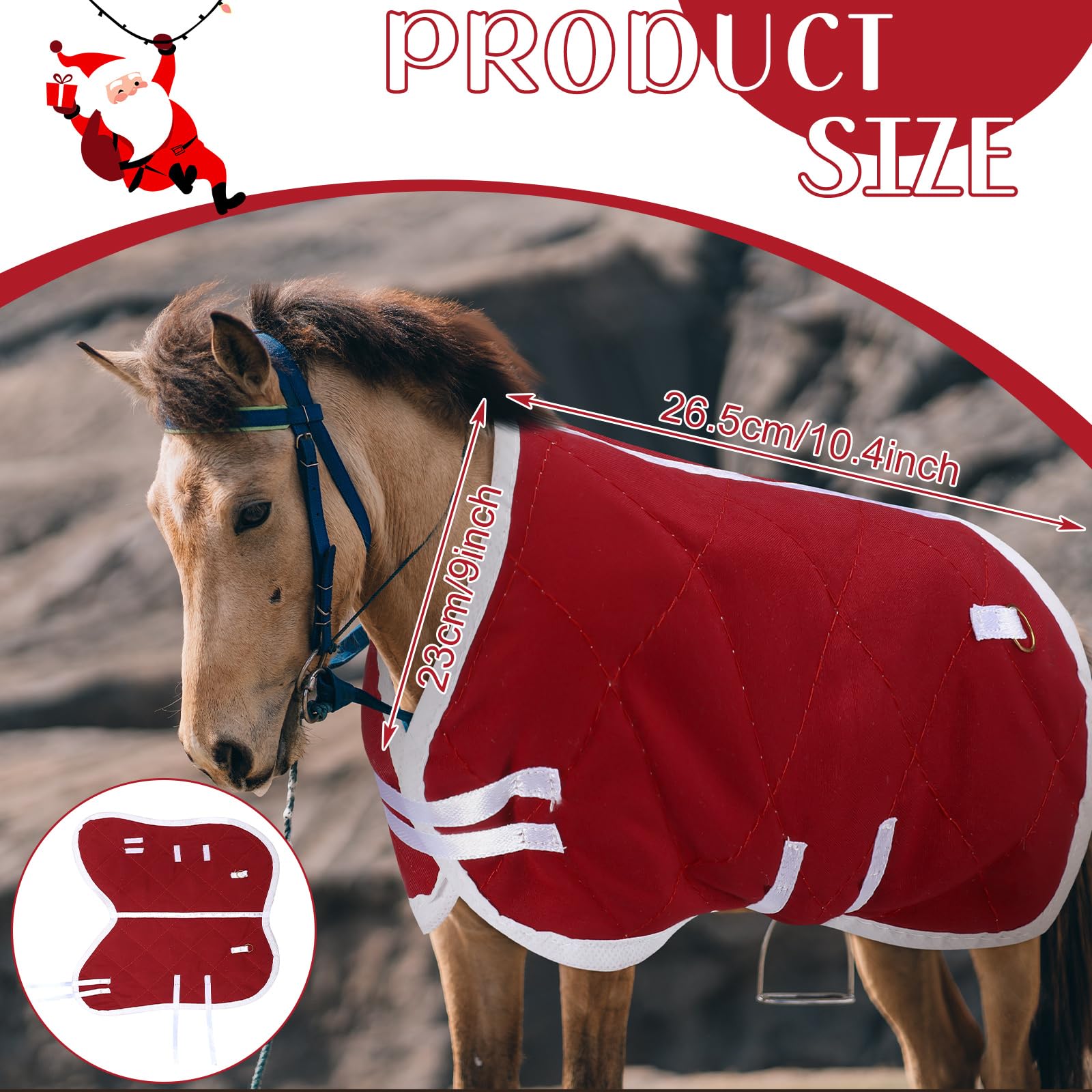 Yeyeplum Christmas Horse Model Blanket Tack Blanket Liner Traditional Blanket Horse Accessories Soft Horse Blanket Sheet, 1: 9 Scale, Red