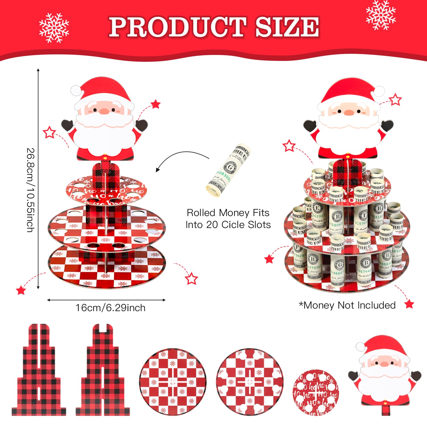 Christmas Money Holder for Cash Gift, Christmas Gifts Money Box Cash Cake for Christmas Gift Xmas Money Gift (Santa Claus)